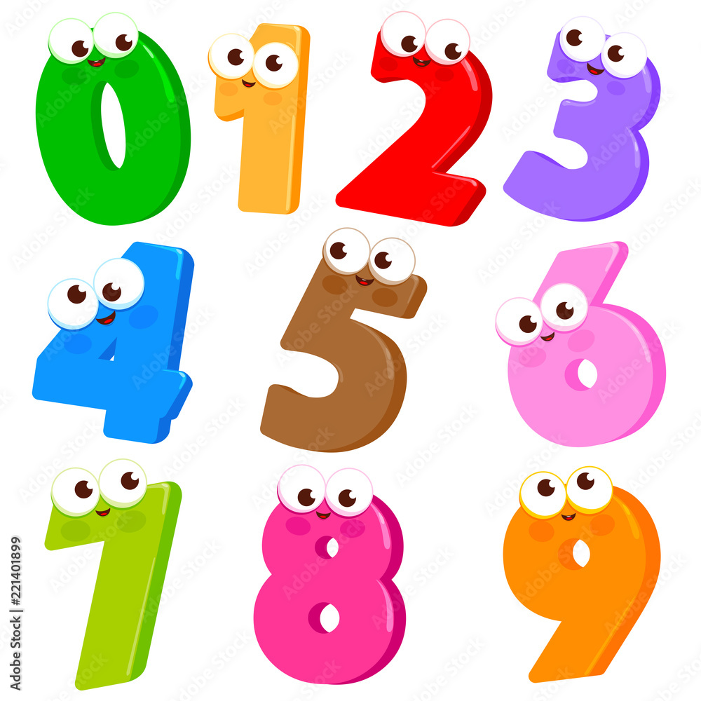 Cartoon number characters. Vector illustration Stock Vector | Adobe Stock