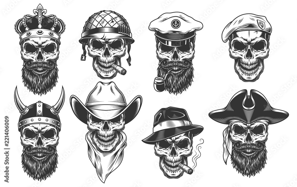 Set of warriors in the wearhead Stock Vector | Adobe Stock