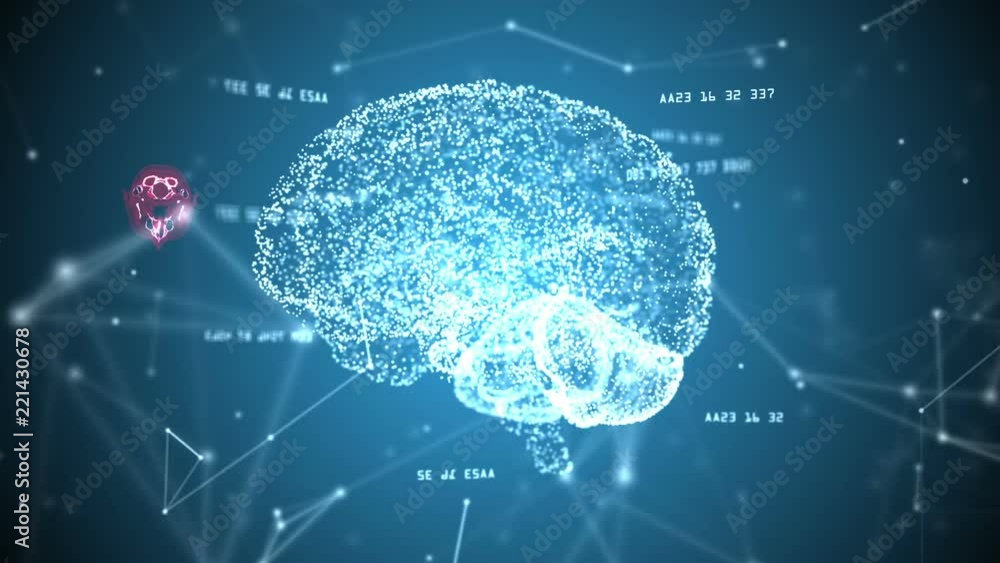 Seamless loop: Human brain and plexus structure revolving with skull ...
