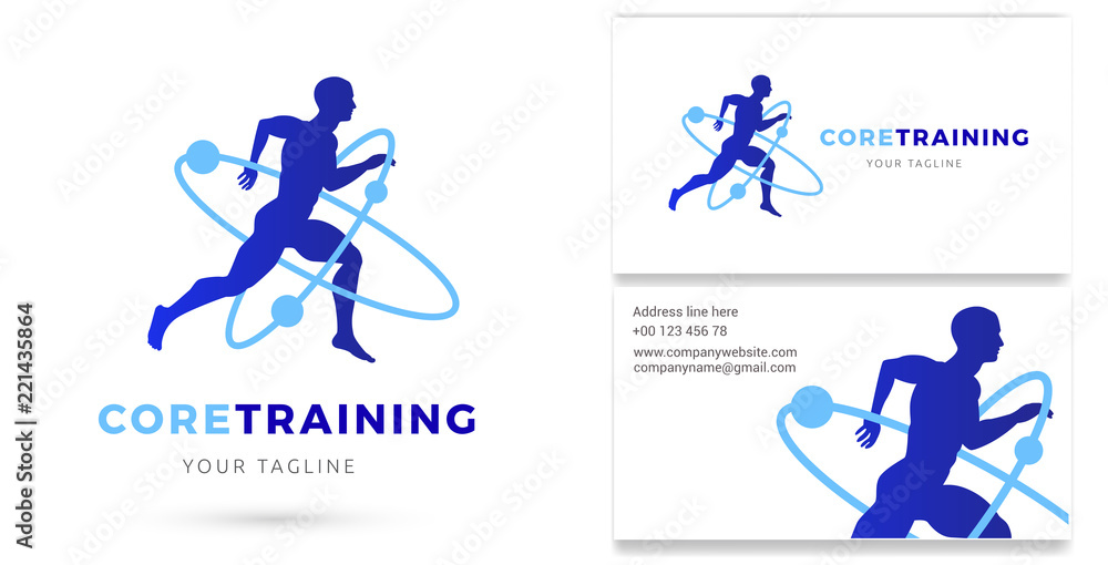 Core Training, Man running silhouette Logo & Business card, Personal ...