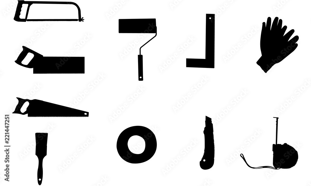 Vetor de Construction Tools Silhouette, Construction Tools SVG ...
