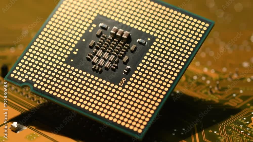 Close-up of cpu computer processor over electronic circuit board ...
