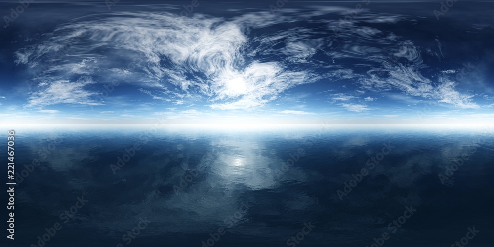 panorama of sea sunset. Environment map. HDRI . equidistant projection ...