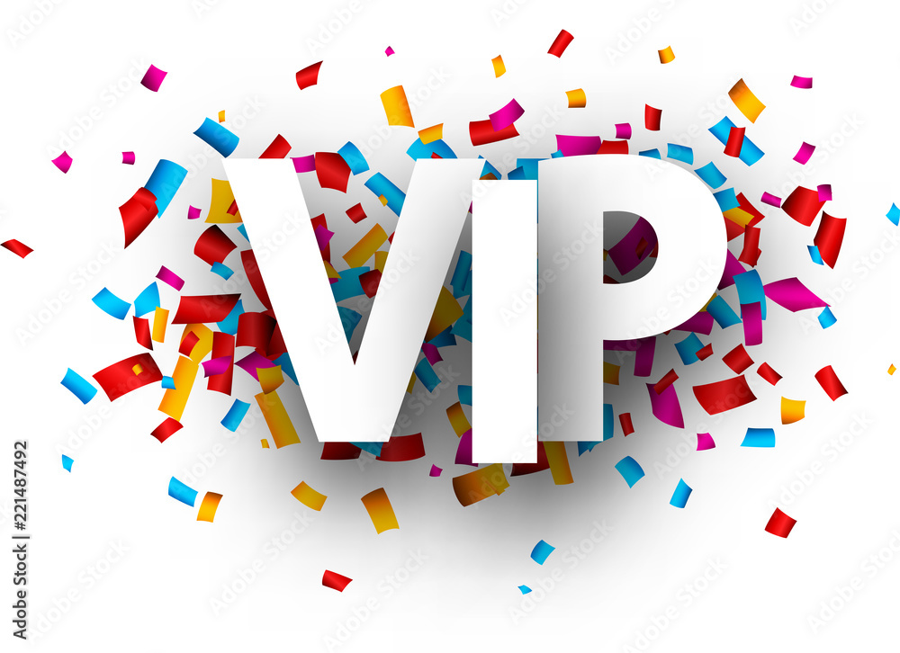 Vip sign with colorful confetti. Stock Vector | Adobe Stock