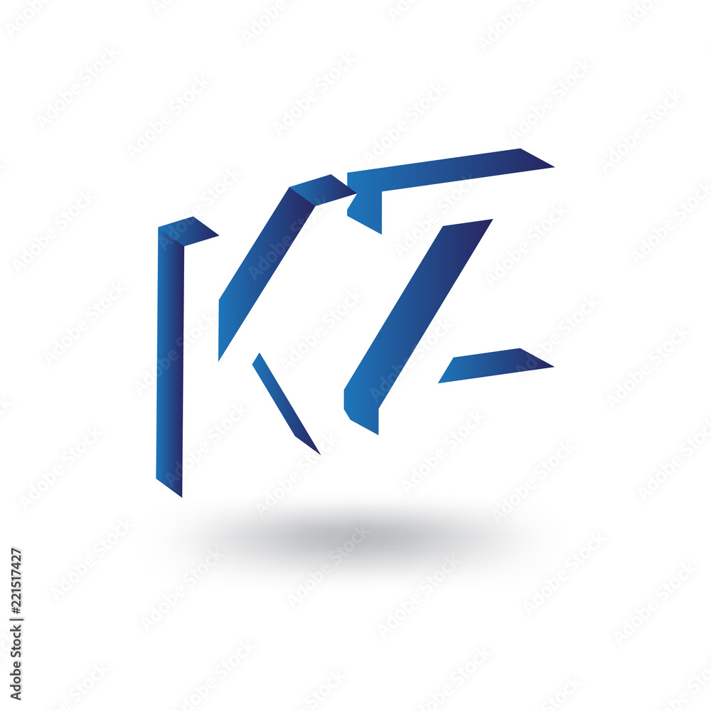 K Z initial letter with negative space logo icon vector template Stock ...