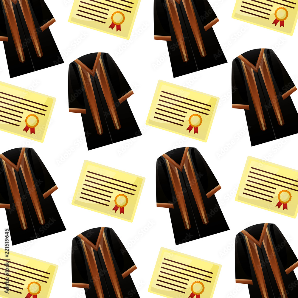 diploma and toga graduation pattern Stock Vector | Adobe Stock