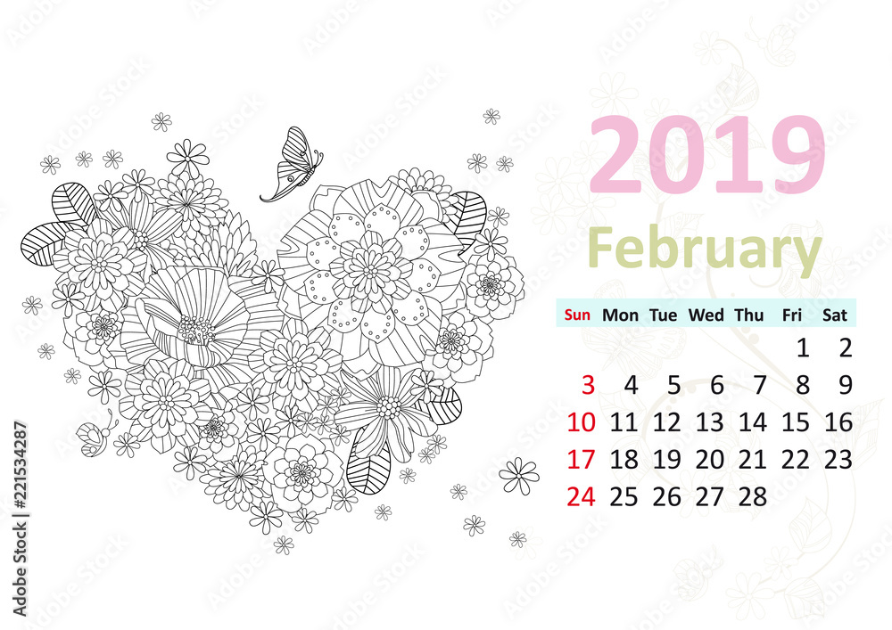 February Calendar Coloring Pages
