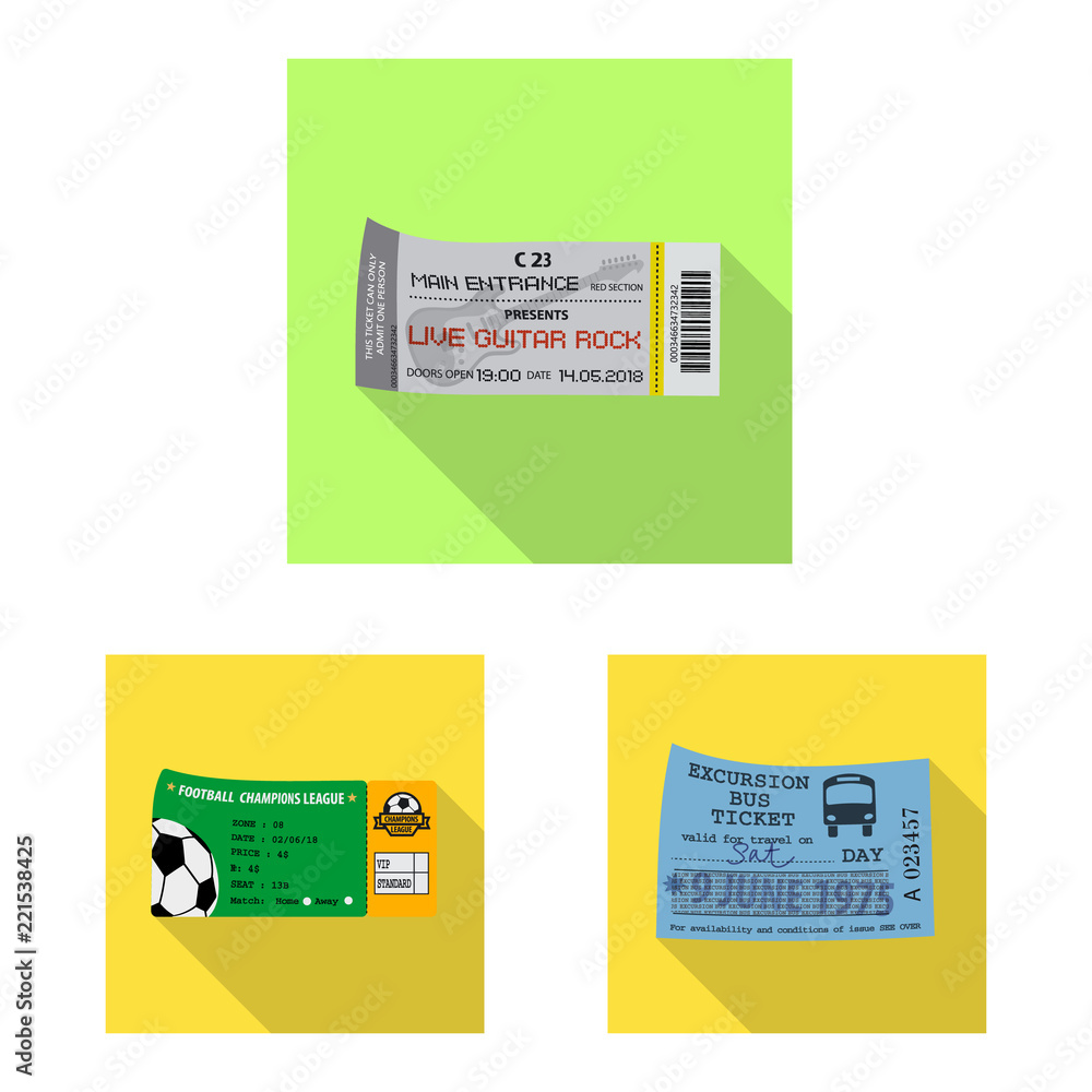 Vector illustration of ticket and admission icon. Set of ticket and ...