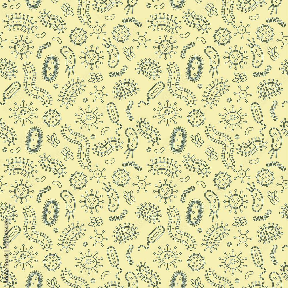 Germs / Bacteria - vector illustration - yellow germs in a repeat ...