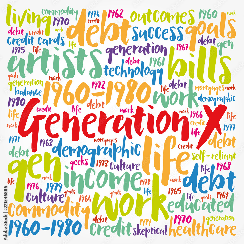 Generation X Word Cloud Concept collage background Stock Vector | Adobe ...