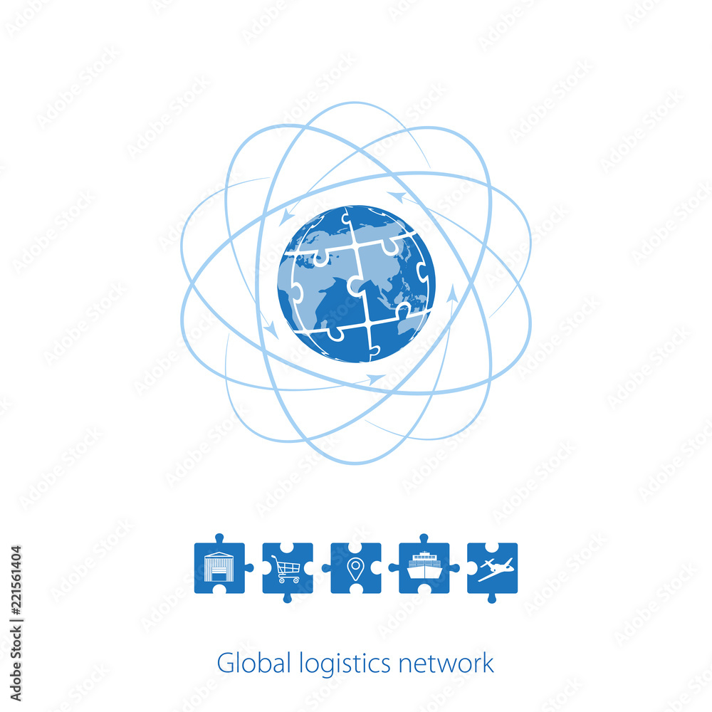 Global logistics network. Map global logistics partnership connection ...