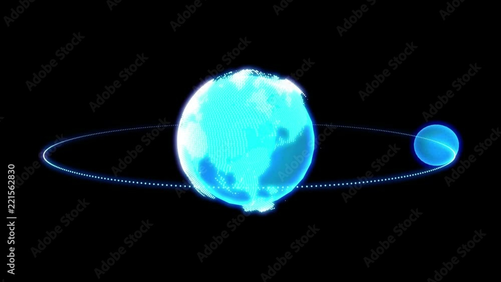Digital data globe and satellite. Futuristic rotate planet for ...