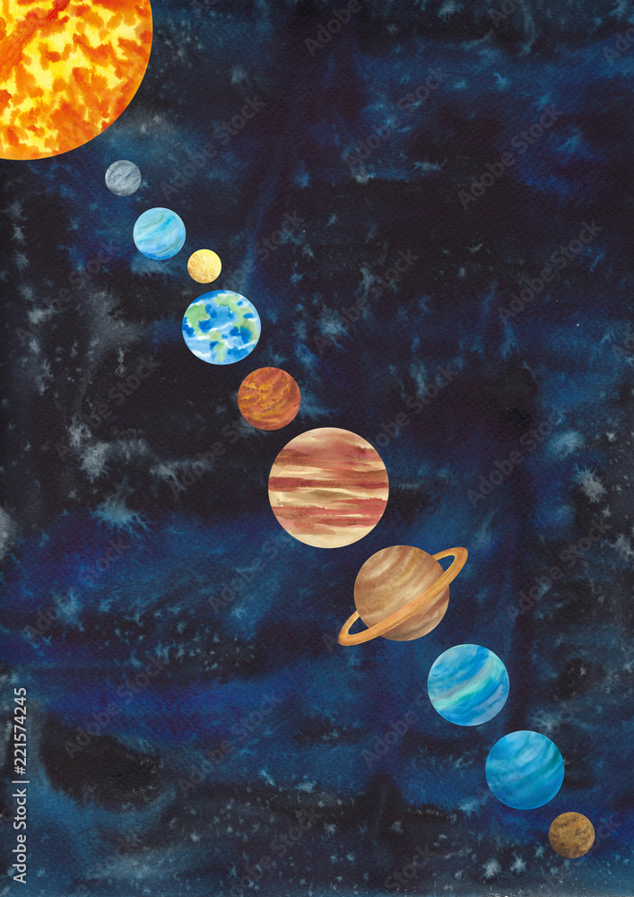 Watercolor Solar System