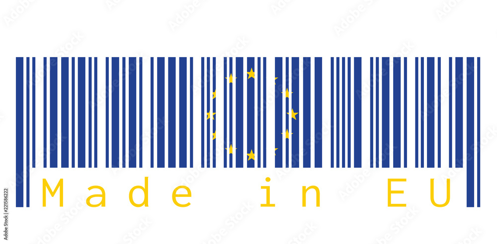 Barcode set the color of European Union flag, the blue color and yellow ...
