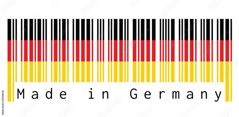 Barcode set the color of Germany flag, the black red and yellow color ...