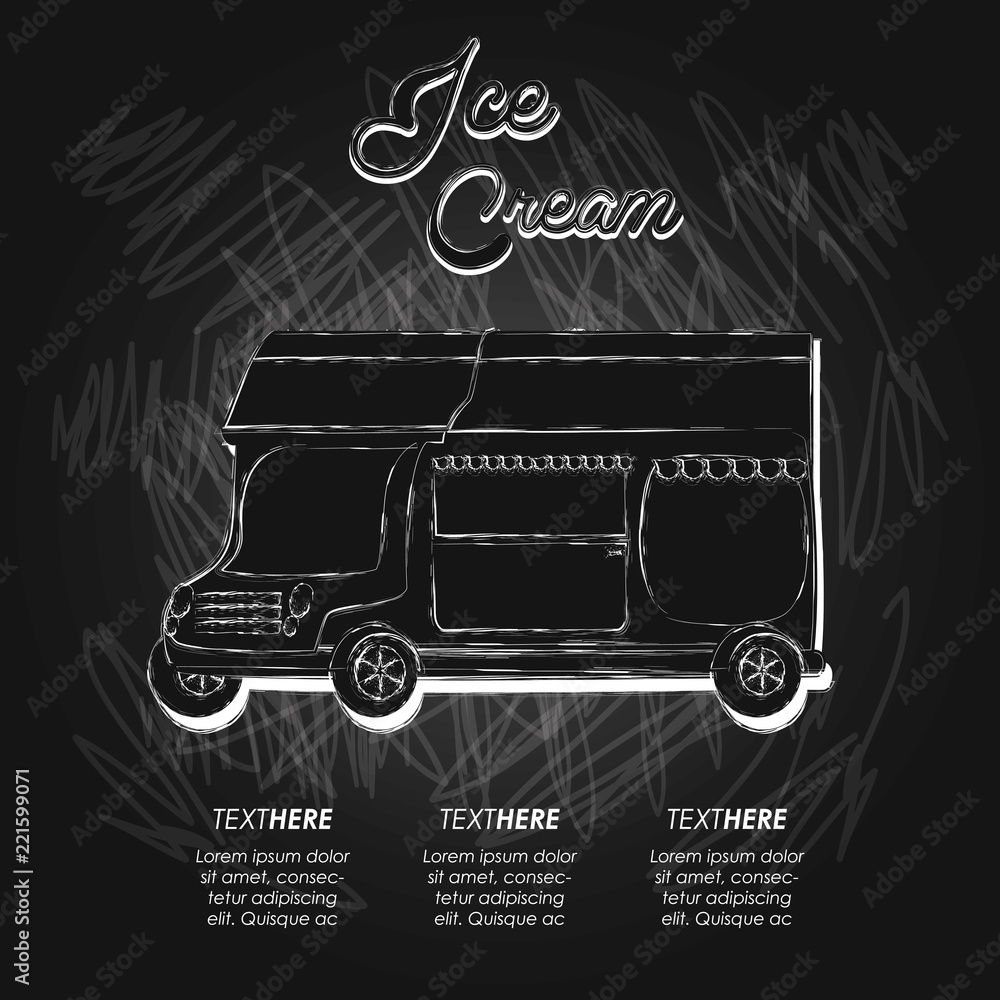 ice cream shop van drawing with chalk Stock Vector | Adobe Stock
