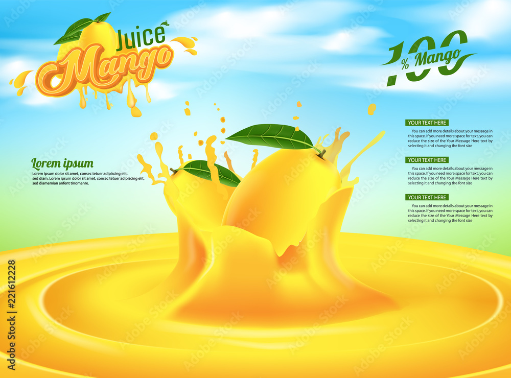 Mango Juice Advertising Banner Ads Vector Template Design Stock Vector ...