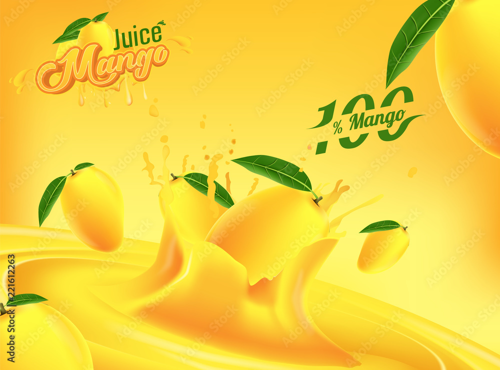 Mango Juice Advertising Banner Ads Vector Template Design Stock Vector ...