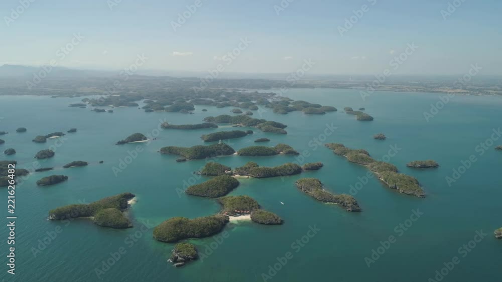 Aerial view of Small islands with beaches and lagoons in Hundred ...