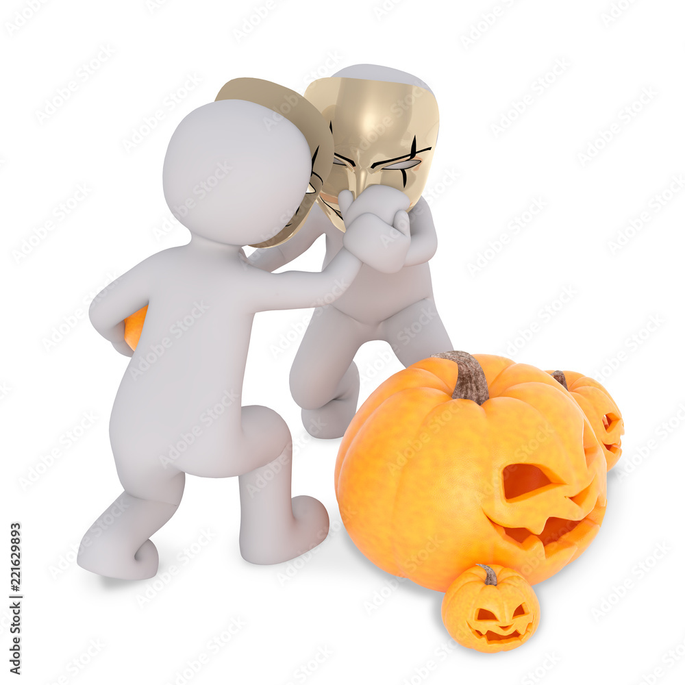 Stockillustratie play together by hiding each others face with a golden ...