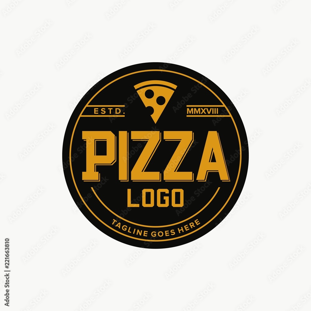 Pizza logo for fast food restaurant, simple flat style Stock Vector ...