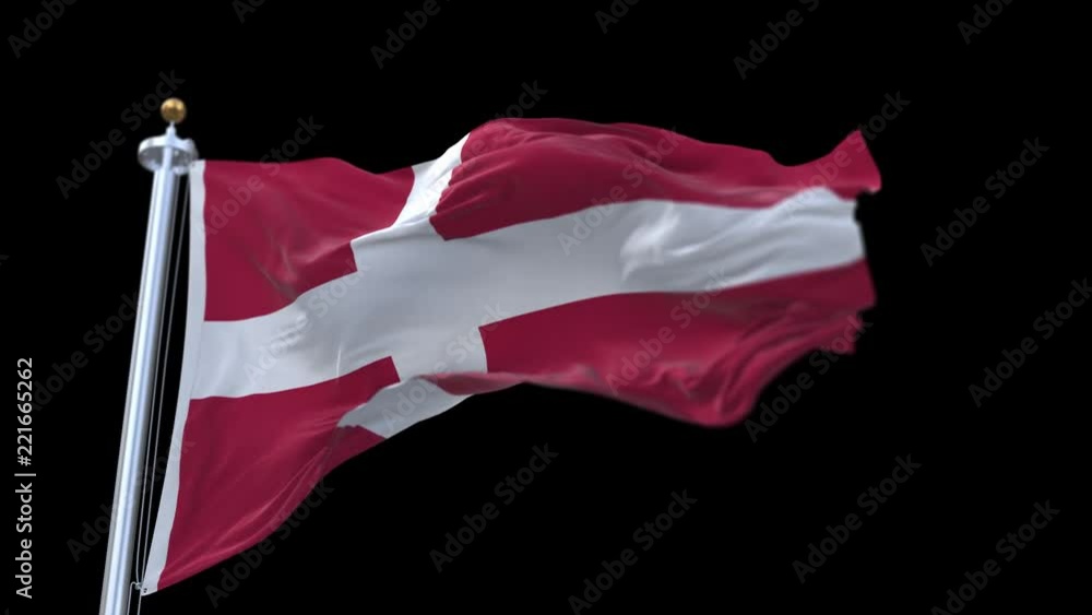 4k seamless Denmark flag waving in wind.A fully digital rendering,The ...