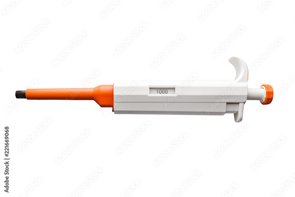 electronic automatic pipette close-up isolated white background Stock ...