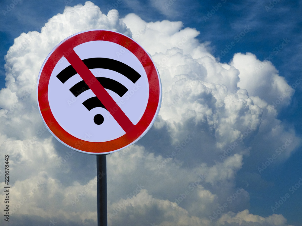 Road sign no wifi on sky background with clouds. Stock Photo | Adobe Stock