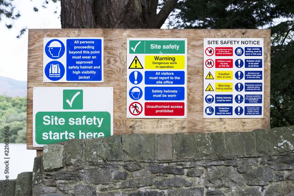Safety starts here and health safety construction board notice signs ...