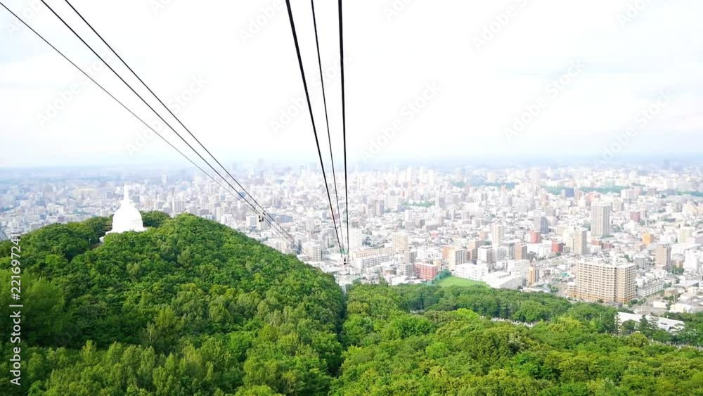 SAPPORO, JAPAN: August 24, 2018: The Mt. Moiwa Ropeway is a skyscraper ...
