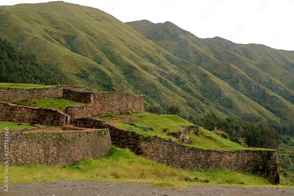 Puka Pukara or Red Fortress, the remains of Inca fortress made from ...