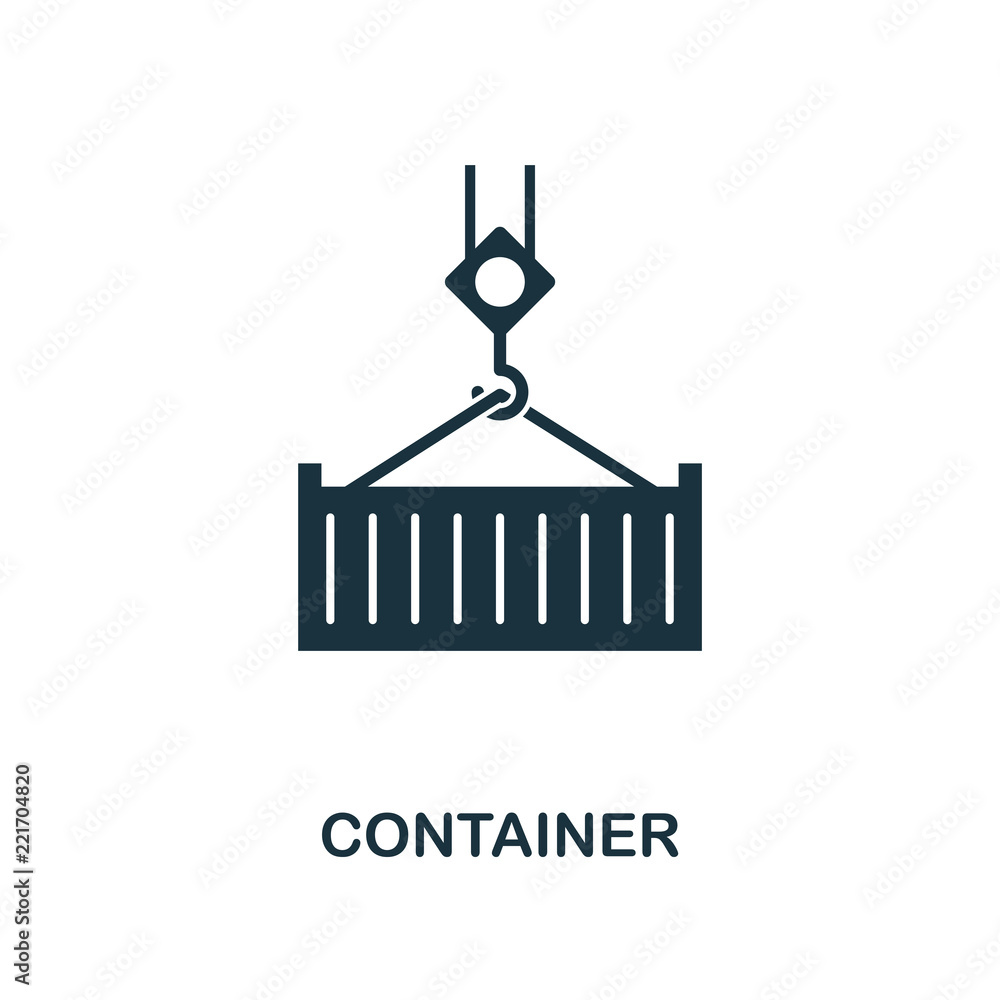 Container icon. Monochrome style design from logistics delivery icon ...