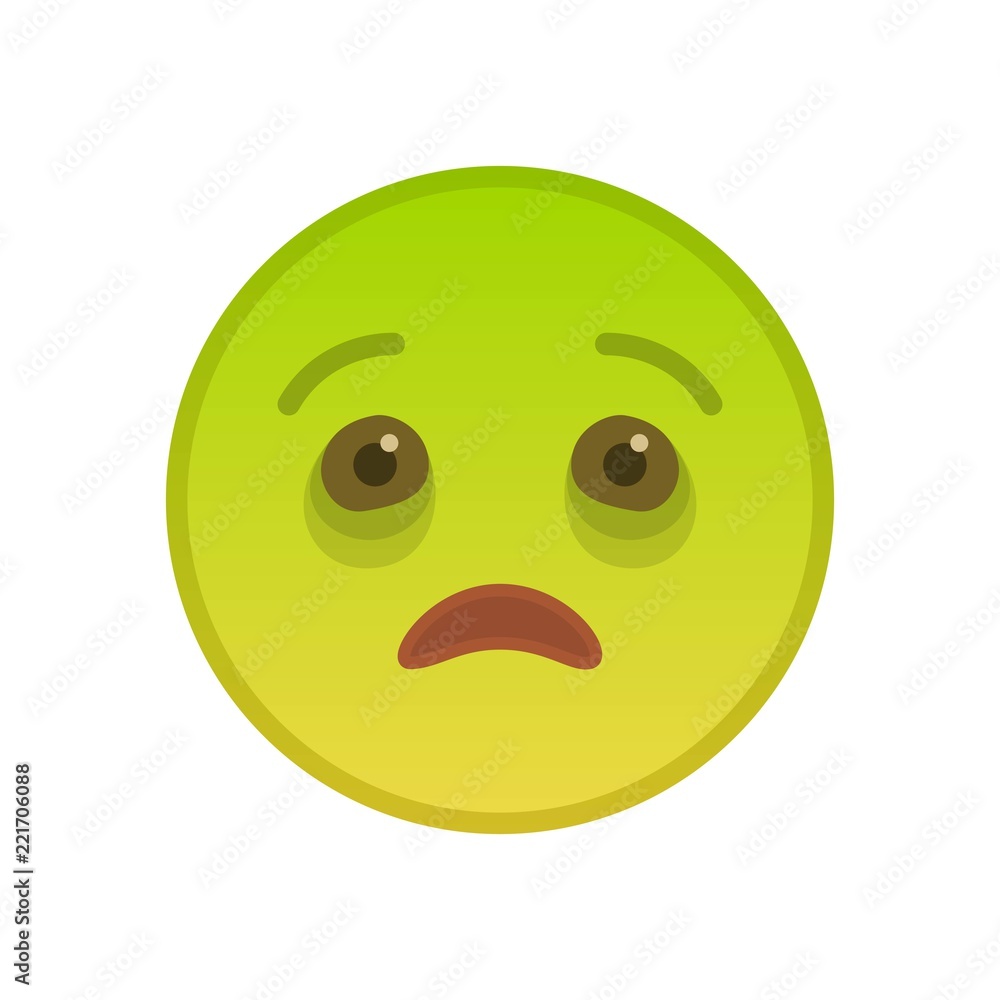Sick emoticon isolated on white background. Diseased green emoji symbol ...