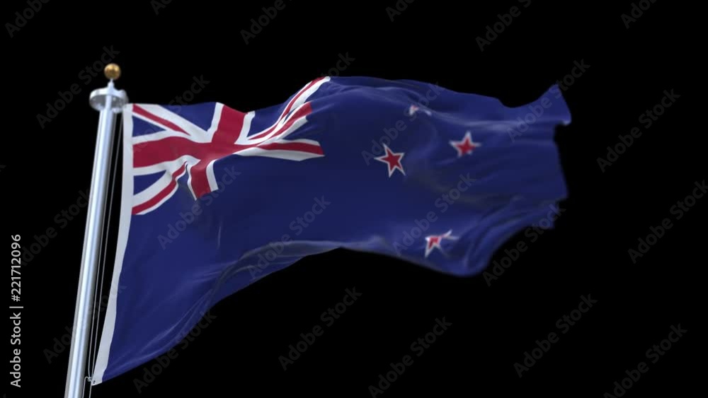 4k seamless New Zealand flag waving in wind.A fully digital rendering ...