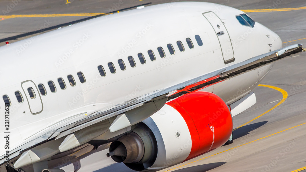 High-bypass turbofan aircraft engine, installed on modern passenger jet ...