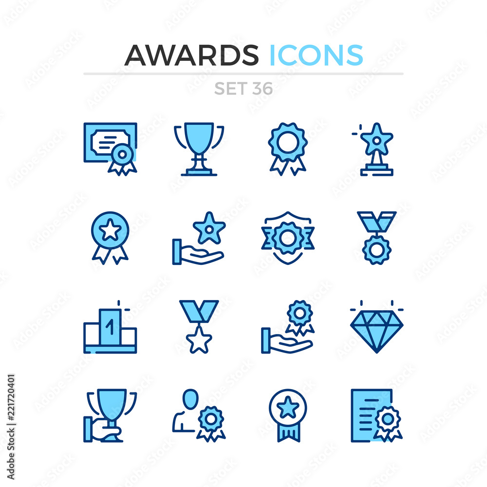 Awards icons. Vector line icons set. Premium quality. Simple thin line ...