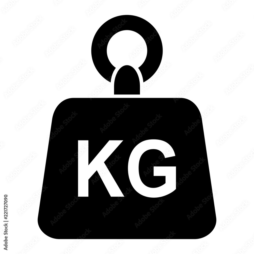 Simple black weight kg kilogram vector icon isolated on white ...