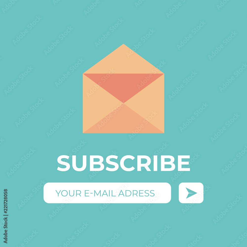 Email subscribe vector. Envelope and subscribe button, newsletter Stock ...