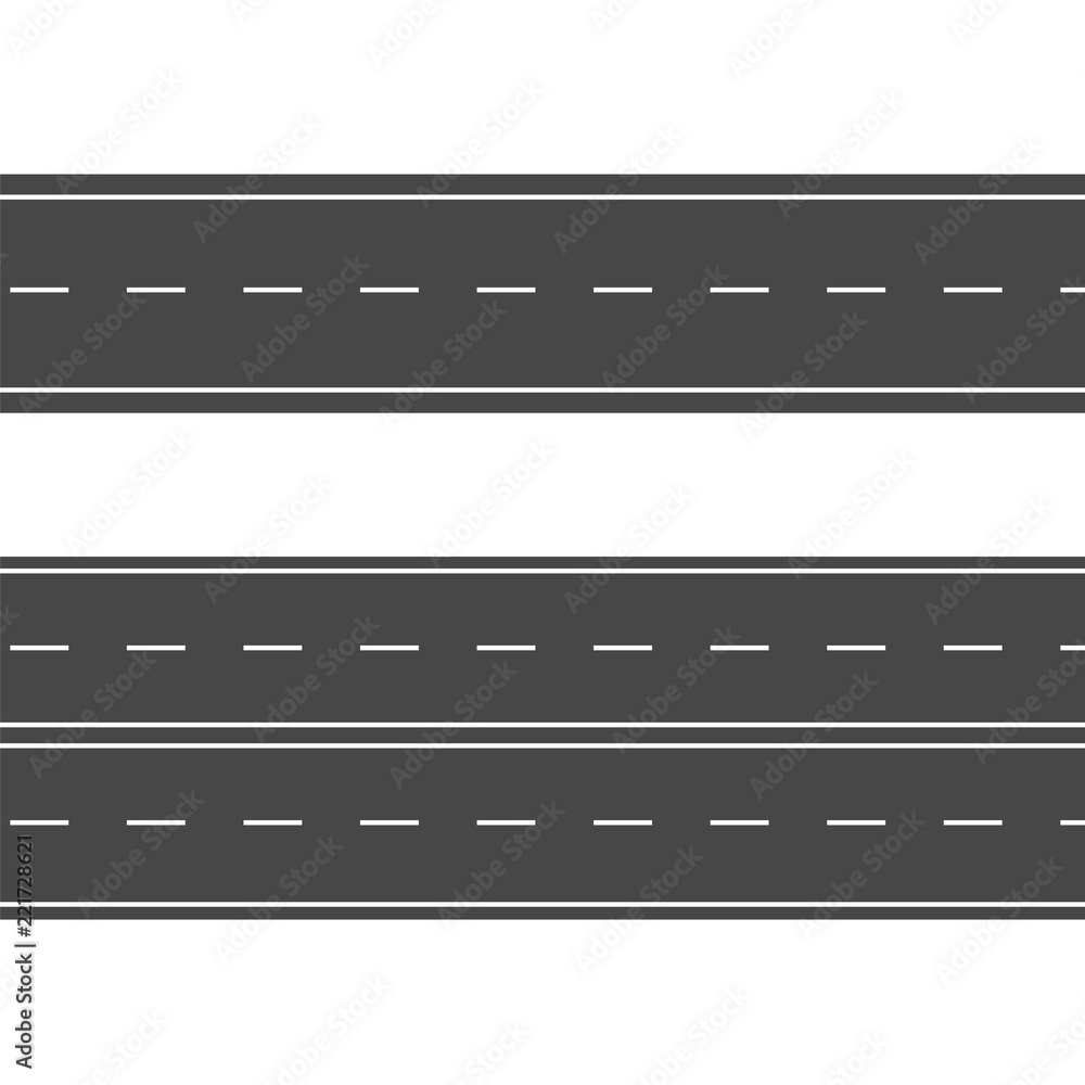 Horizontal roads. Street vector road flat. Asphalt road sign Stock ...