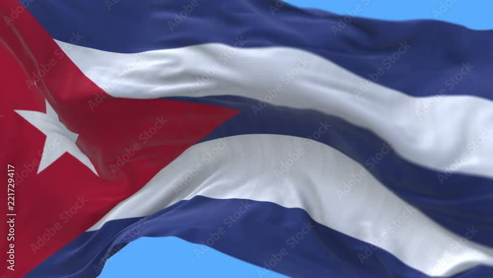 4k seamless Close up of Cuba flag slow waving with visible wrinkles.A ...