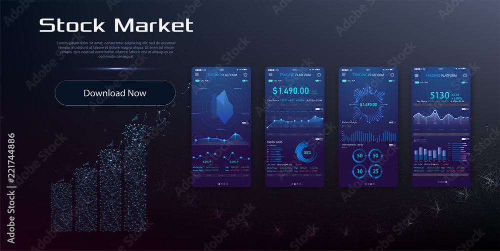 UI UX design app cryptocurrency wallet. Modern user interface screen ...