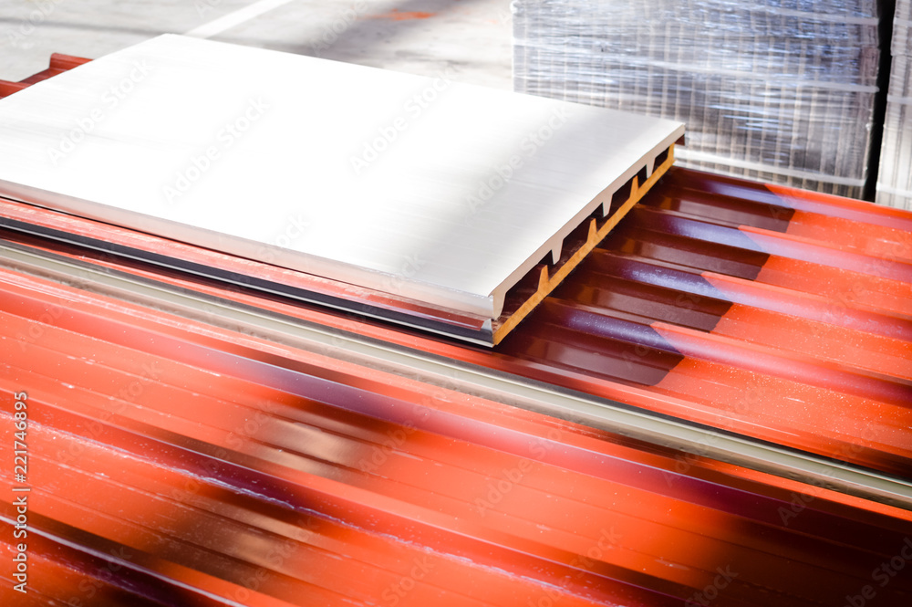 Siding pallet row set rack ready for construction on hardware ...