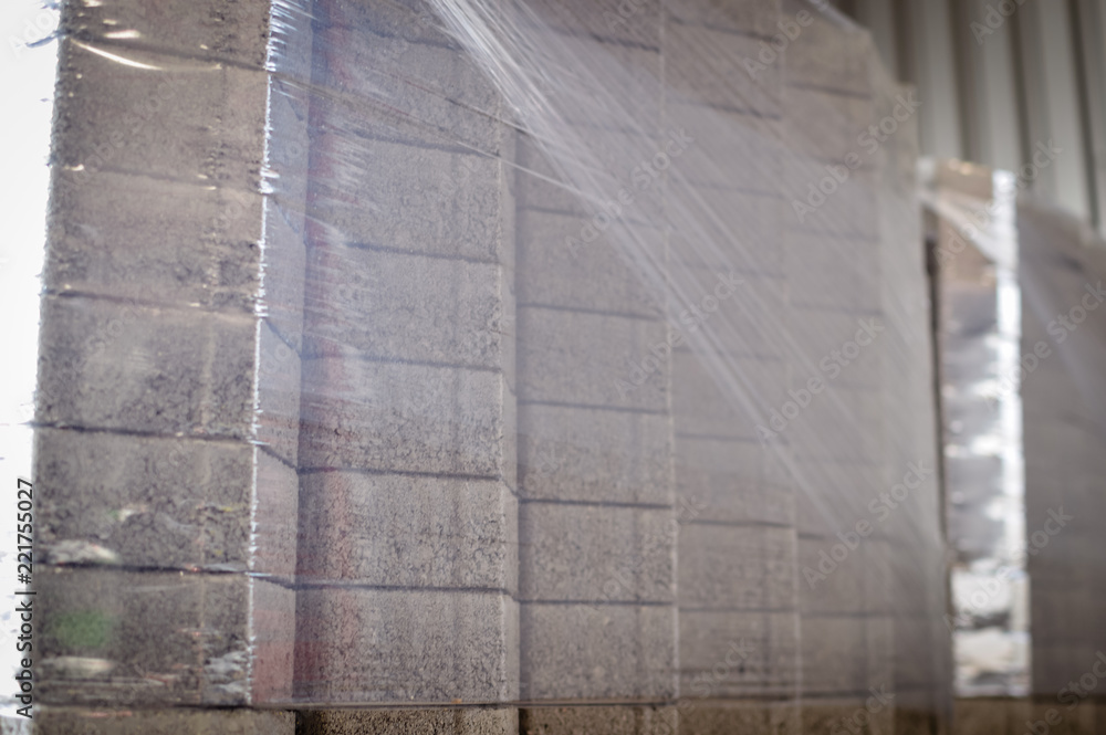 Pallet of concrete blocks tiles industrial design building materials ...