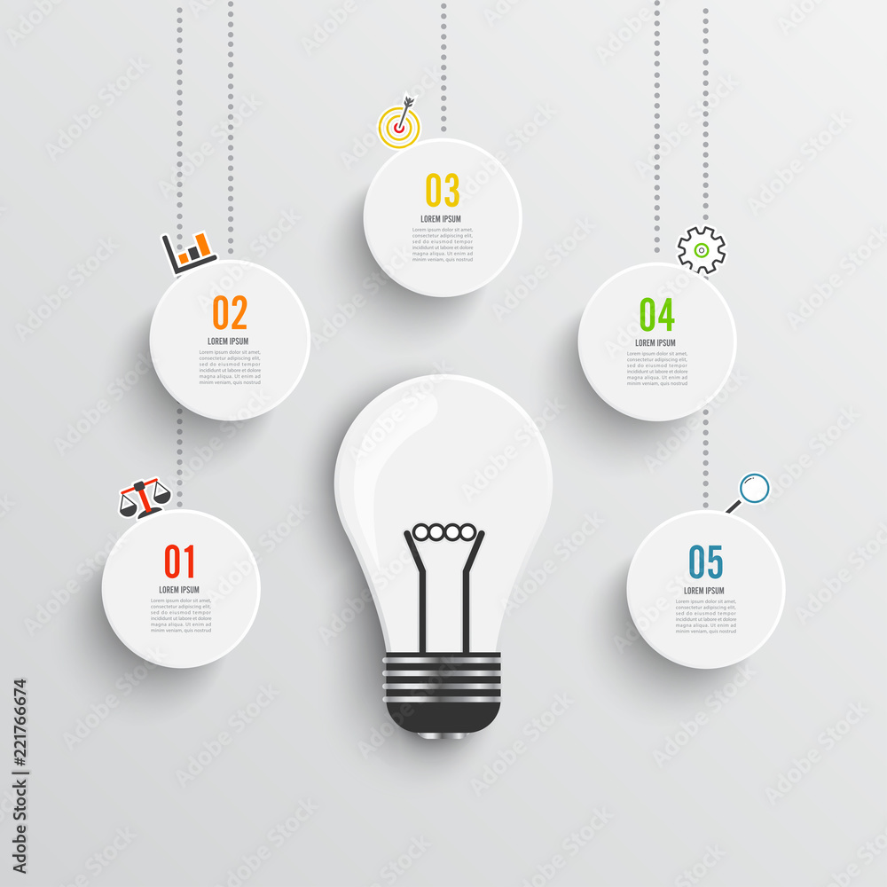 Abstract infographics five options template. concepts for big idea ...