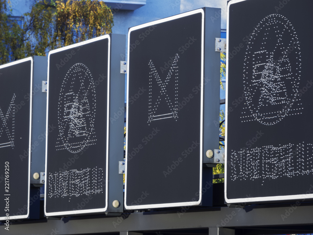 Traverse with electronic traffic signs Stock Photo | Adobe Stock