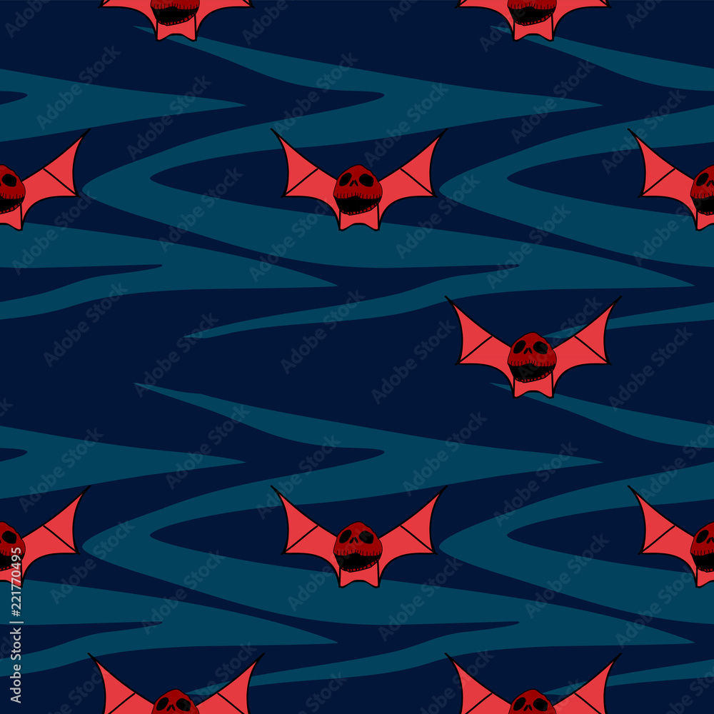 Seamless pattern of halloween horror theme with red bat decoration ...