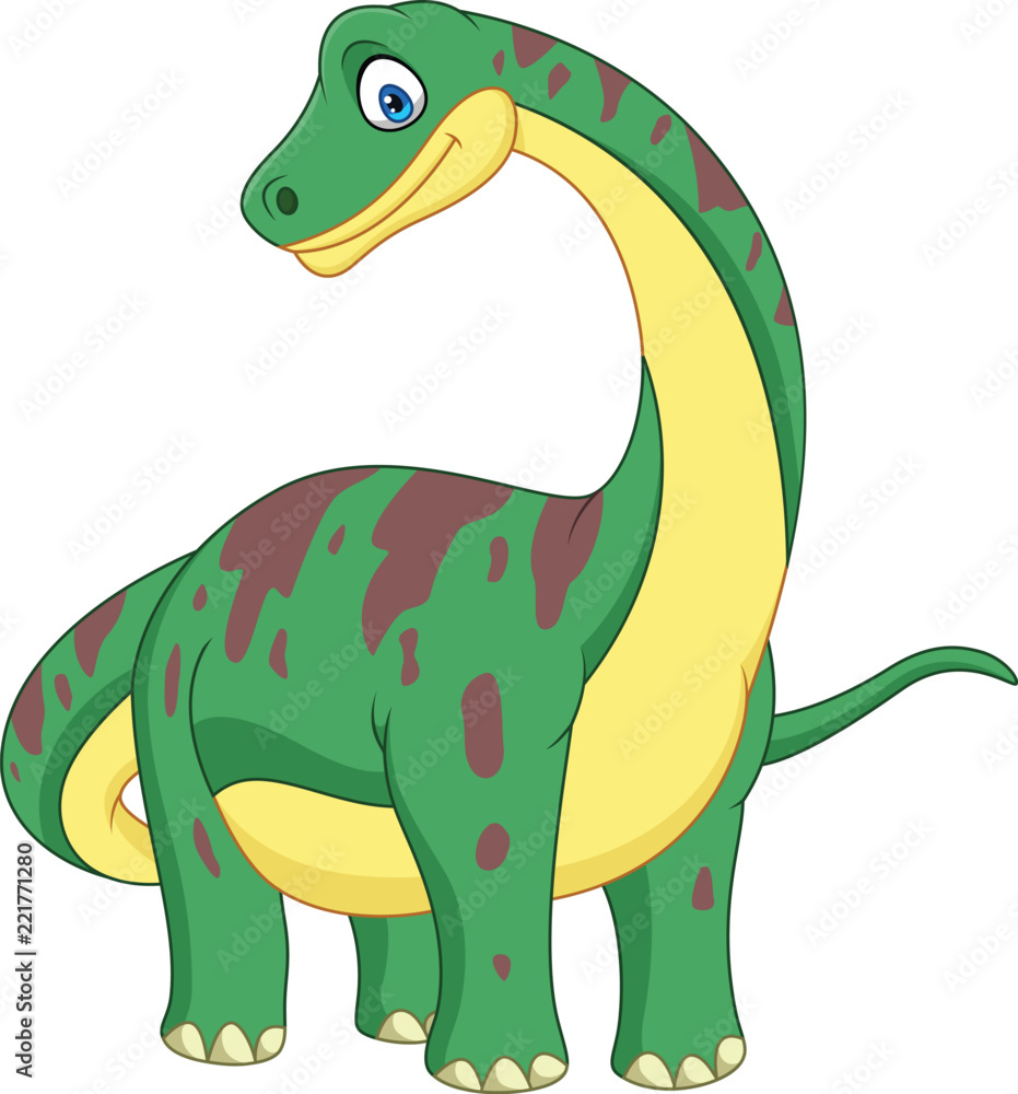 Cartoon brontosaurus isolated on white background Stock Vector | Adobe ...