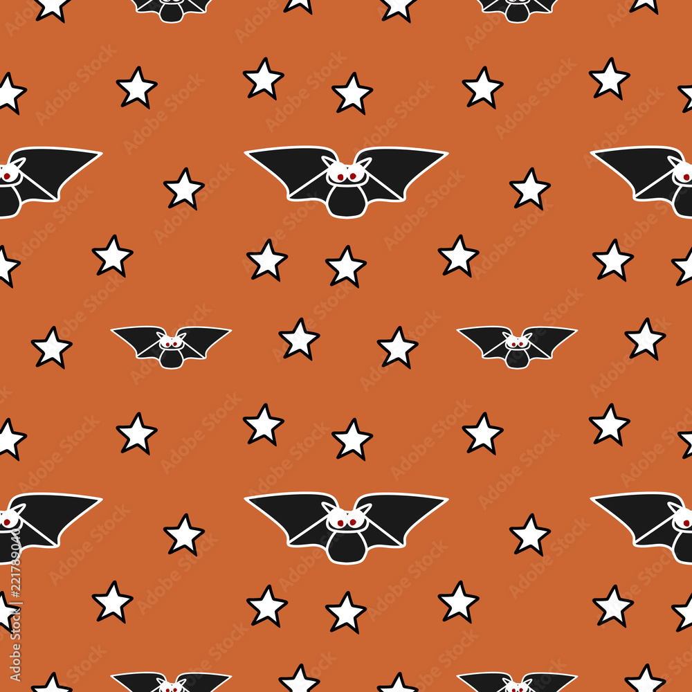 Seamless bat pattern with stars multicolor black, white, and orange ...