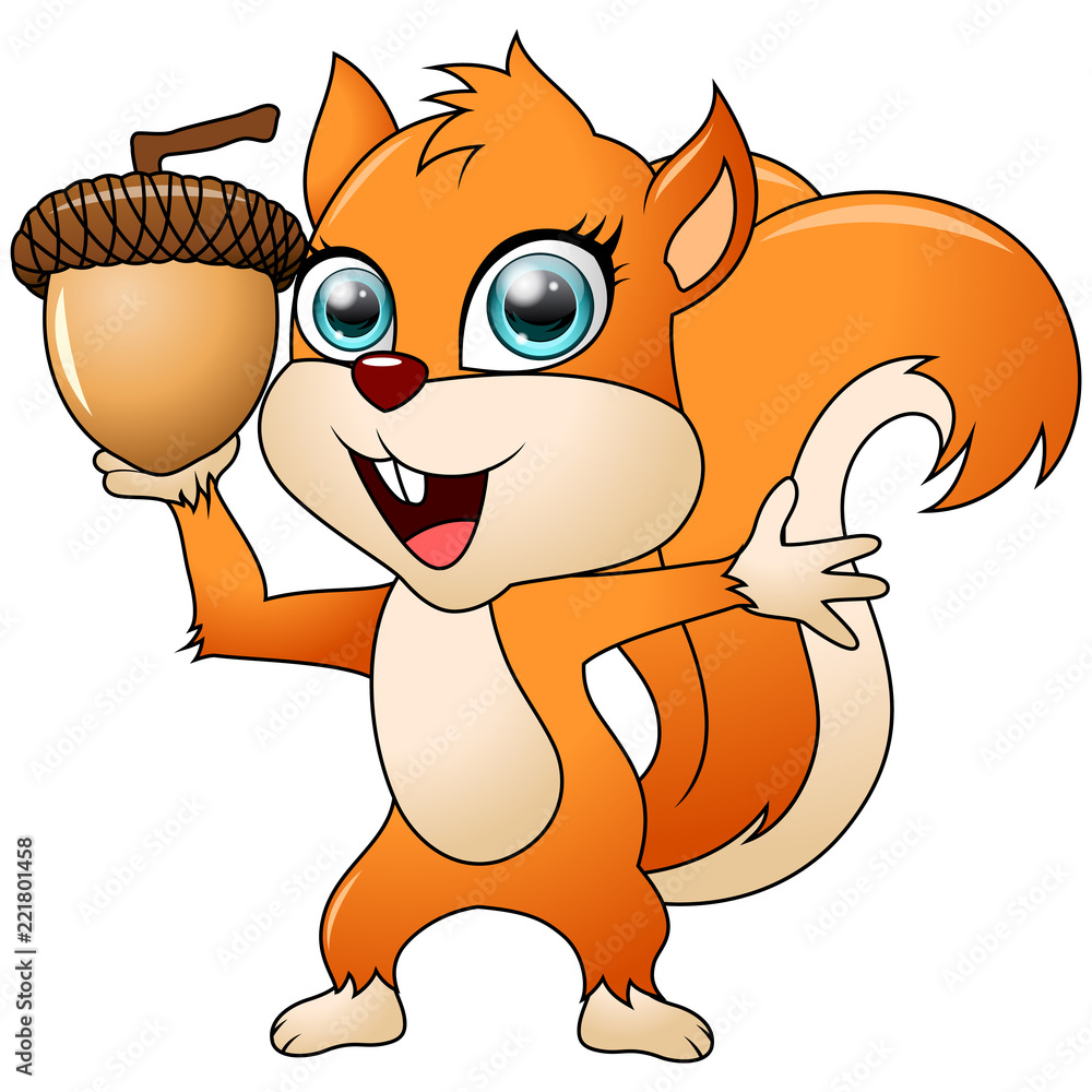 Cartoon funny squirrel isolated on white background. Vector ...