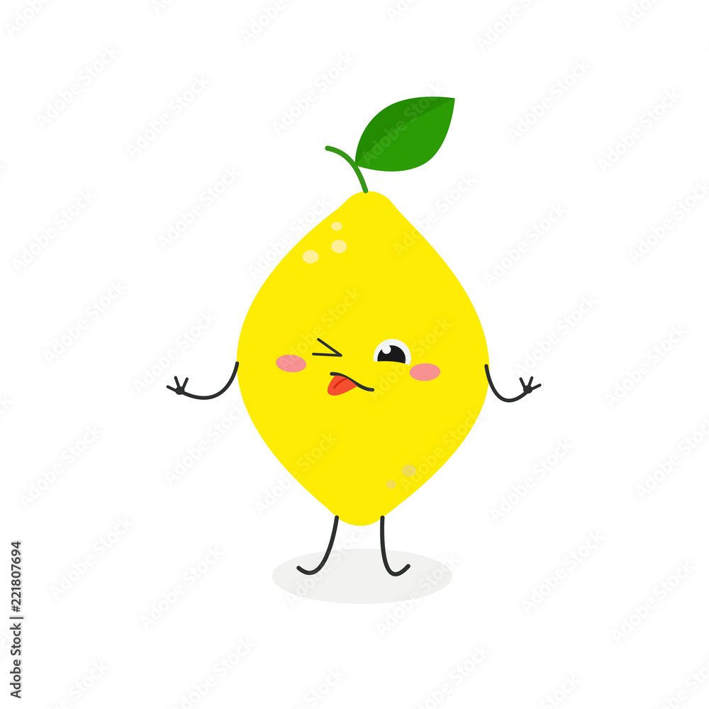 Vector Illustration Of Sour Cartoon Lemon Stock Vector Adobe Stock